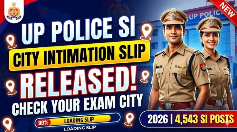 UP Police SI City Intimation Slip 2026 Released: Check Exam City for ...